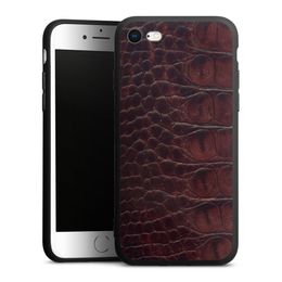 DeinDesign iPhone SE (2020) Handy Premium Silikon H&uuml;lle Handyh&uuml;lle schwarz Case Animal Print Crocodile Leather Silikon Premium Case