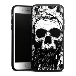 DeinDesign iPhone SE (2020) Handy Premium Silikon H&uuml;lle Handyh&uuml;lle schwarz Case Halloween Totenkopf Skulls Silikon Premium Case