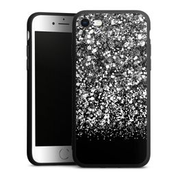 DeinDesign iPhone SE (2020) Handy Premium Silikon H&uuml;lle Handyh&uuml;lle schwarz Case Glitzer Snowflake Muster Silikon Premium Case