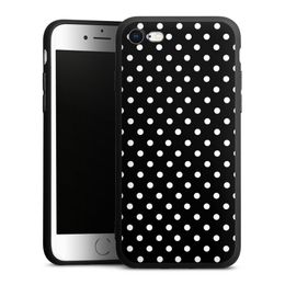 DeinDesign iPhone SE (2020) Handy Premium Silikon H&uuml;lle Handyh&uuml;lle schwarz Case Points Retro Polka Dots Silikon Premium Case