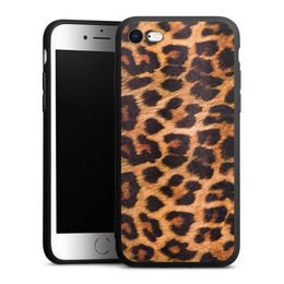 DeinDesign iPhone SE (2020) Handy Premium Silikon H&uuml;lle Handyh&uuml;lle schwarz Case Animal Print Leopard Fur Silikon Premium Case