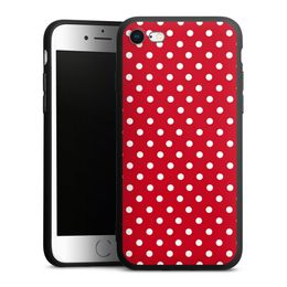 DeinDesign iPhone SE (2020) Handy Premium Silikon H&uuml;lle Handyh&uuml;lle schwarz Case Retro Polka Dots Points Silikon Premium Case