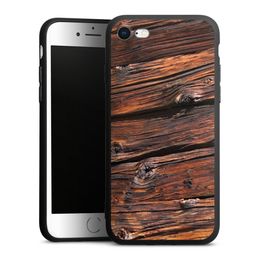 DeinDesign iPhone SE (2020) Handy Premium Silikon H&uuml;lle Handyh&uuml;lle schwarz Case Wood Beams Wooden Look Silikon Premium Case