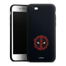 DeinDesign iPhone SE (2020) Handy Premium Silikon H&uuml;lle Handyh&uuml;lle schwarz Case Deadpool Marvel Logo Silikon Premium Case