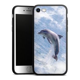 DeinDesign iPhone SE (2020) Handy Premium Silikon H&uuml;lle Handyh&uuml;lle schwarz Case Dolphin Wale Ocean Silikon Premium Case