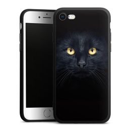 DeinDesign iPhone SE (2020) Handy Premium Silikon H&uuml;lle Handyh&uuml;lle schwarz Case Black Eye Cat Silikon Premium Case