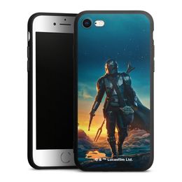 DeinDesign iPhone SE (2020) Handy Premium Silikon H&uuml;lle Handyh&uuml;lle schwarz Case Sunset Star Wars The Mandalorian Silikon Premium Case