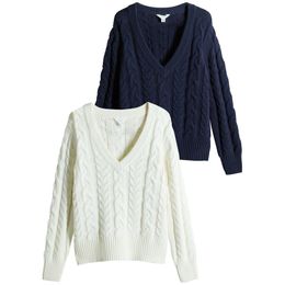 The Set Pullover Damen Gr&ouml;&szlig;e XS creme / navy