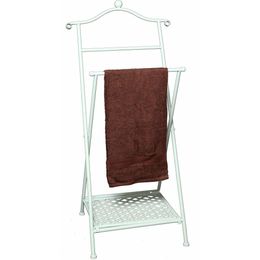 Handtuchhalter AMBIENTE HAUS, B:45cm H:105cm T:35cm, wei&szlig;, Metall, Badezimmer, Handtuchhalter, "Antik", antikwei&szlig;