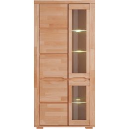 Vitrine Home Affaire, B:90cm H:190cm T:40cm, beige, Holz teilmassiv, Wohnzimmer, Schr&auml;nke, "DENIS70, Wohnzimmer, viel Stauraum, verstellbaren