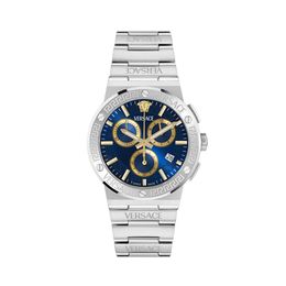 Versace Damen Chronograph "GRECA LOGO CHRONO RESTYLE"silberfarben, blau, Armbanduhren, Quarzuhr, Armbanduhr, Damenuhr, Herrenuhr, Swiss Made