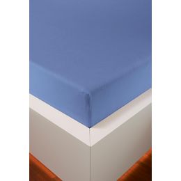 Spannbettlaken bellana, L:200cm, blau, Mako-Jersey, Obermaterial: 100% Baumwolle, Bettlaken, "Melone Topper in Gr. 90x200, 140x200 oder 180x200 cm",