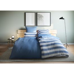 Wendebettw&auml;sche OTTO products, blau, Renforc&eacute; (Bio-Baumwolle), Obermaterial: 100% Baumwolle, Bettw&auml;sche, "Big Stripe", 100% GOTS Baumwolle, ab Gr&ouml;&szlig;e