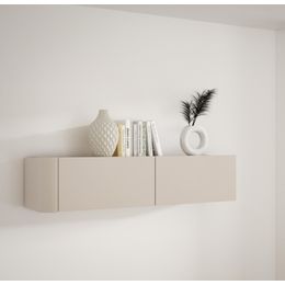 Wandregal FORTE, B:128,6cm H:30,1cm T:34cmkaschmir beige, Holzwerkstoff, Wohnzimmer, Regale, B/H/T 128,6/30,1/34 cm, Klappen, grifflose Front
