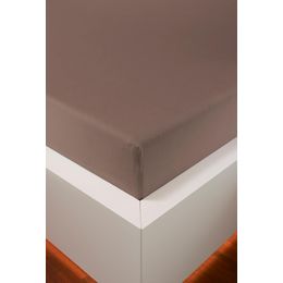Spannbettlaken bellana, L:200cm, braun, Mako-Jersey, Obermaterial: 100% Baumwolle, Bettlaken, "Melone Topper in Gr. 90x200, 140x200 oder 180x200 cm",