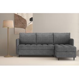 Ecksofa DOREL HOME, B:194cm H:80cm T:130cm, grau, 100% Polyester, Wohnzimmer, Sofas, "LINDHUS, L-Form, verschiedene Stellvarianten, Modulsofa",