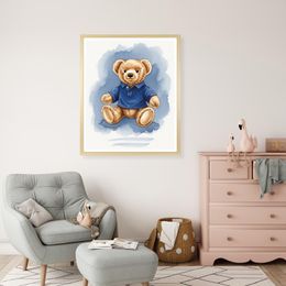 Bild mit Rahmen queence, B:40cm H:50cm T:1,5cmfarbe rahmen: beige, farbe bild(er): blau, Acrylglas, Holzrahmen, Wohnzimmer, Bilder, "Vintage Polo