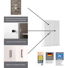 Mehrzweckschrank Rauch "Garderobe Kleiderschrank Schrank Schuhschrank Putzschrank MINOSA", alpinwei&szlig;, griffe graumetallic, B:47cm H:197cm T:41cm, Holzwerkstoff, Schr&auml;nke, Mehrzweckschrank, In 4 Breiten mit vielen Einlegeb&ouml;den f&uuml;r viel Stauraum MADE IN GERMANY