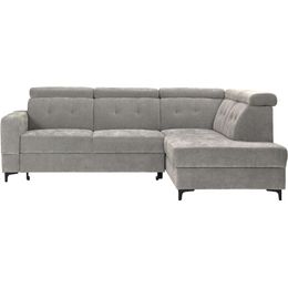Ecksofa, B:254cm H:100cm T:182cm, grau, exxpo - SOFA FASHION, Wohnzimmer, Sofas, "Monte, Kopfteile verstellbar, optional mit Bettfunktion &
