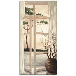 Wandbild Artland, B:50cm H:100cm, beige, Wohnzimmer, Bilder, "Fensterbild Toskanischer Sonnenuntergang", als Alubild, Leinwandbild, Poster in