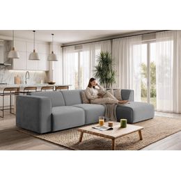 Ecksofa RAUM.ID, B:295cm H:70cm T:162cm, grau, Struktur fein (100% Polyester);Samtoptik (100% Polyester);Samtcord (92% Polyester, 8% Polyamid),
