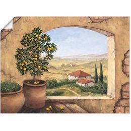 Wandbild Artland, B:40cm H:30cm, beige, Wohnzimmer, Bilder, "Fenster in der Toskana", als Alubild, Leinwandbild, Poster, Wandaufkleber in verschied.