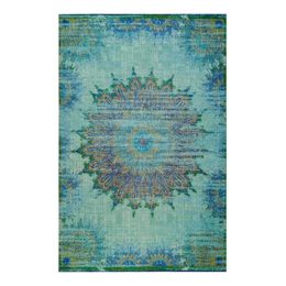 Teppich Wecon Home, B:140cm H:6mm L:200cm, blau, Baumwolle, Wohnzimmer, Teppiche, "Rooftop", Vintage, Baumwolle, Kurzflor, Wohnzimmer, Schlafzimmer,