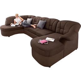 Wohnlandschaft DOMO collection, B:293cm H:84cm T:182cm, braun, NaturLEDER (echtes Rindsleder) in Sitz und R&uuml;cken. Korpus in passendem Kunstleder