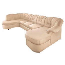 Wohnlandschaft DOMO collection, B:293cm H:84cm T:182cm, beige, NaturLEDER (echtes Rindsleder) in Sitz und R&uuml;cken. Korpus in passendem Kunstleder