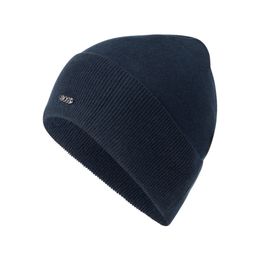 Beanie BOSS "Lari_hat", Damen, dunkelblau 404, Strick, Materialmix, unifarben, M&uuml;tzen Beanie, mit Aufschlag in Rippoptik