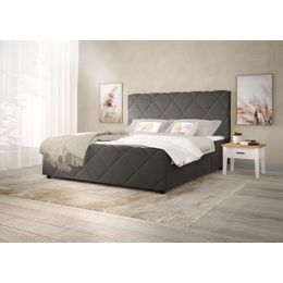 Boxbett Home Affaire, B:204cm L:215cm, schwarz, Massivholz, Polyester, Spanplatte, Komplettbetten, "Mona", mit 4 Schubladen
