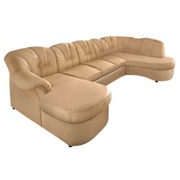 Wohnlandschaft DOMO collection, B:293cm H:84cm T:182cm, beige, NaturLEDER (echtes Rindsleder) in Sitz und R&uuml;cken. Korpus in passendem Kunstleder