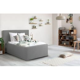Polsterbett Home Affaire, B:141cm H:124cm L:227cm, grau, Struktur (100% Polyester), Betten, "Dalina", geradliniges Kopfteil, in 5 Breiten, auch in