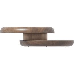 Couchtisch Salesfever, B:90cm H:35cm T:90cm, braun, MDF mit Walnussholzfurnier, Wohnzimmer, Tische, "drehbar - runder Design-Wohnzimmertisch aus