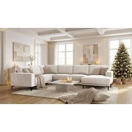 Wohnlandschaft OTTO HOME, B:342cm H:85cm T:260cm, braun, 100% Polyester, Sofas, "OLAND U-Form, XXL, B: 342 cm, Skandi-Design", Skandi-Design in