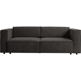 Schlafsofa WERK2, B:252cm H:76cm T:99cmanthrazit, 100% Polyester, Jugendzimmer, Sofas, "Kansas 252 cm Breite modern und bequem", Struktur, Bettkasten