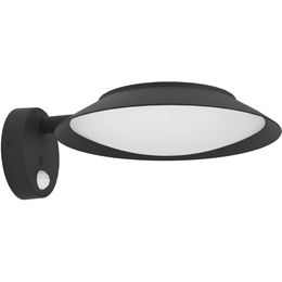 LED Solarleuchte Eglo, H:10,5cm L:25cmschwarz, Leuchten, "Cerrisi LED Wandlampe, Solarlampe, Bewegungsmelder, Kunststoff, IP44", Solarleuchte - L25 x