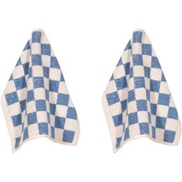 Seiftuch Pad, B:30cm L:30cm, blau, Frottee, Frottee, Handt&uuml;cher, "CHESS, 30x30 cm", 2-tlg. Set, Made in Europe, 100% Baumwolle, modernes Karo Design