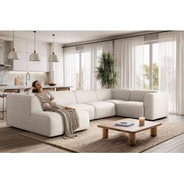 Wohnlandschaft OTTO HOME, B:367cm H:70cm T:206cm, beige, 100% Polyester, Sofas, "Merid U-Form, B: 367 cm", jederzeit durch Module erweiterbar