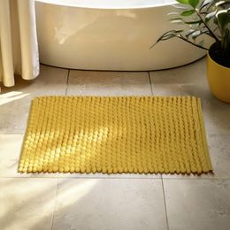 Badematte Wenko, H:30mmgelb, Materialmix, Badematten, "Solivo", mit moderner Struktur, fusselfrei, stark wasserabsorbierend