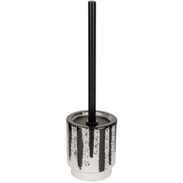 WC-Garnitur Wenko, H:39cm L:11cmwei&szlig;, Edelstahl, Keramik, Kunststoff, Reinigungsb&uuml;rsten, "Subiza", handbemalte Keramik, Toilettenb&uuml;rste mit
