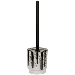 WC-Garnitur Wenko, H:39cm L:11cmwei&szlig;, Edelstahl, Keramik, Kunststoff, Reinigungsb&uuml;rsten, "Subiza", handbemalte Keramik, Toilettenb&uuml;rste mit