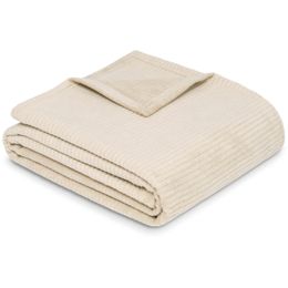 Wohndecke Ibena, B:150cm L:200cmnatur, Baumwolle, Polyacryl, Polyester, Wohndecken, "Wohndecke Cordoba", Mit trendiger Cord-Struktur, made in Germany