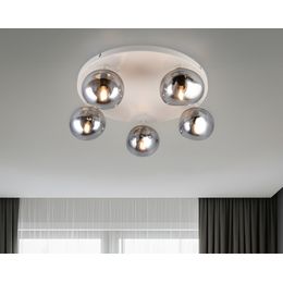 s.Oliver Deckenleuchte "ANJELLA, Deckenlampe exkl. E14, in warm grey (beige) + smoke Glas", 5, &Oslash; 14,5cm H: 20cm, 1 Stk., silber, Wohnzimmer,
