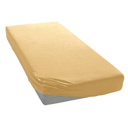 Spannbettlaken bellana, L:200cm, beige, Mako-Jersey, Obermaterial: 100% Baumwolle, Bettlaken, "Melone in Gr. 70x140, 90x200, 140x200 oder 180x200