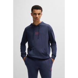 HUGO UNDERWEAR Herren Kapuzensweatshirt, Gr. L, blau, Jersey, Obermaterial: 95% Baumwolle, 5% Elasthan, Basic, Sweatshirts, mit Markenlabel