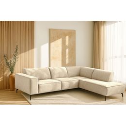 Ecksofa Places of Style, B:275cm H:77cm T:210cm, beige, Struktur weich: (85% Polyester, 15% Nylon), Wohnzimmer, Sofas, "Lorcan, Breite 275 cm,