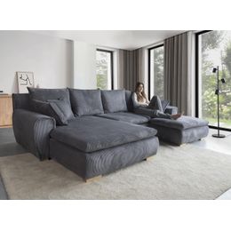 Ecksofa Home Affaire, B:325cm T:183cm, grau, 100% Polyester, Wohnzimmer, Sofas, "Katja L-Form, B: 325 cm - OTTO. Verl&auml;ssliche Qualit&auml;t.", mit
