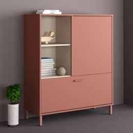 Hochkommode FORTE, B:103,9cm H:124,8cm T:41,5cmterracotta, Spanplatte, Sideboards, "Milles Jugendzimmer", Trendiges Dekor, Vollauszug, B/H/T