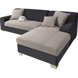 Ecksofa DOMO collection, B:239cm H:75cm T:82cm, braun, Wohnzimmer, Sofas, "Turah incl. Zierkissen, moderne Steppung, auch in Leder", wahlw. mit